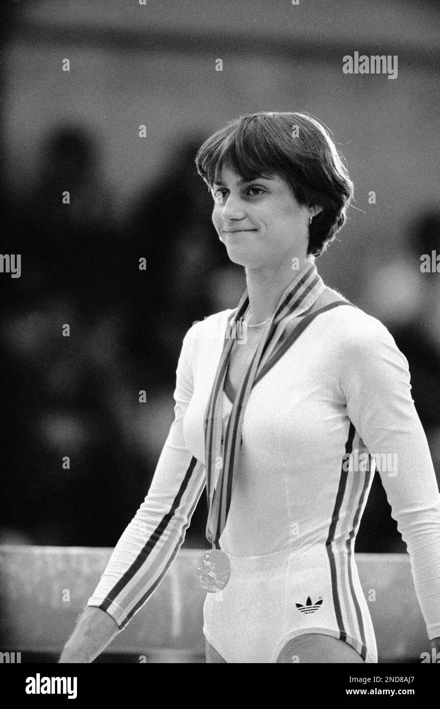 romanias-nadia-comaneci-smiles-after-being-presented-with-gold-medal ...